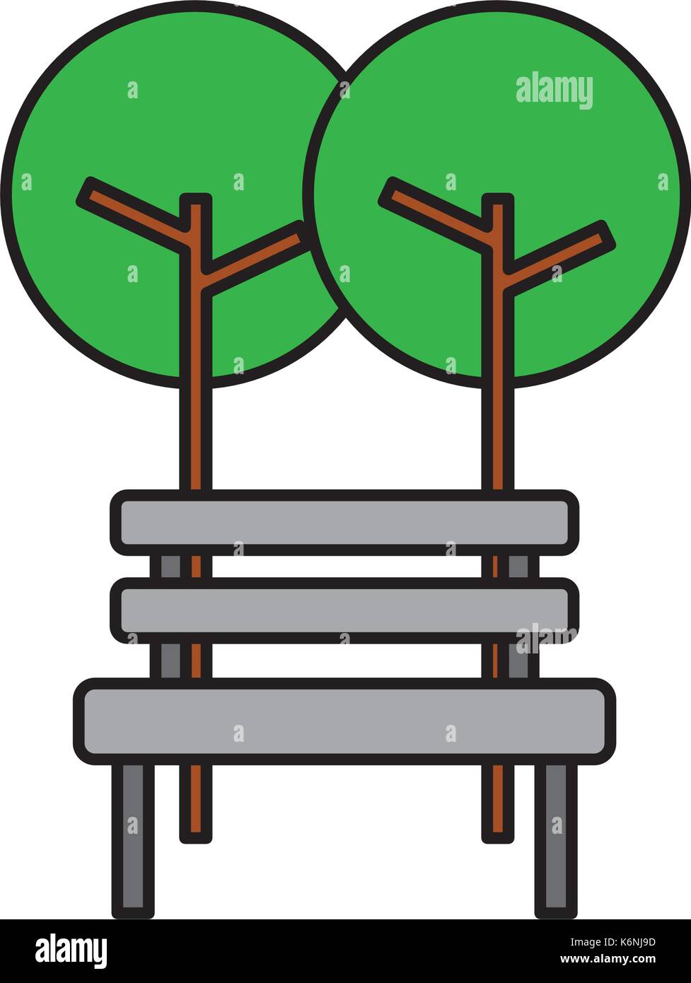 trees with bench park natural scene icon Stock Vector Image & Art - Alamy
