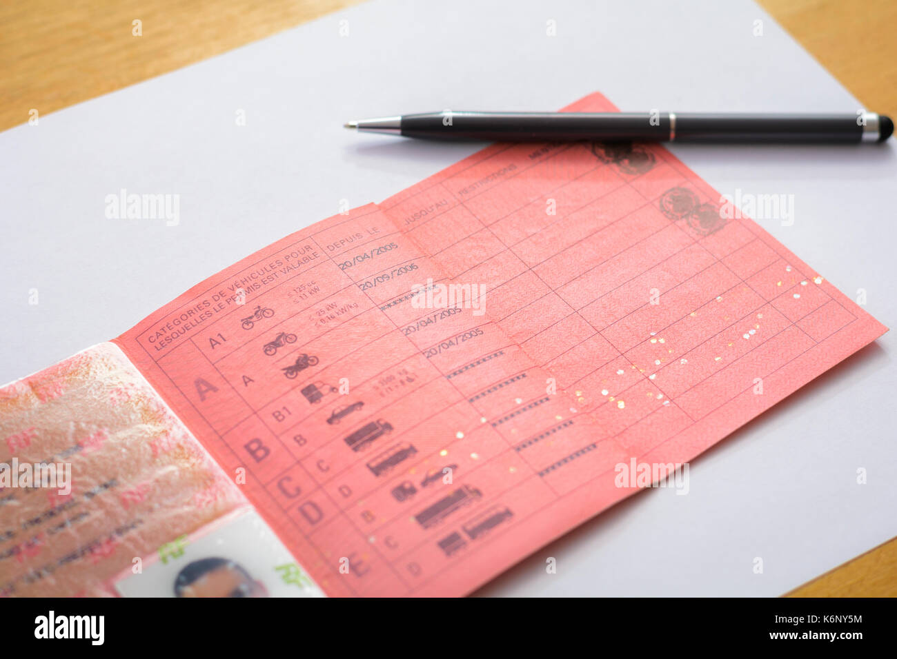 Inside a french driver licence with a pen Stock Photo - Alamy