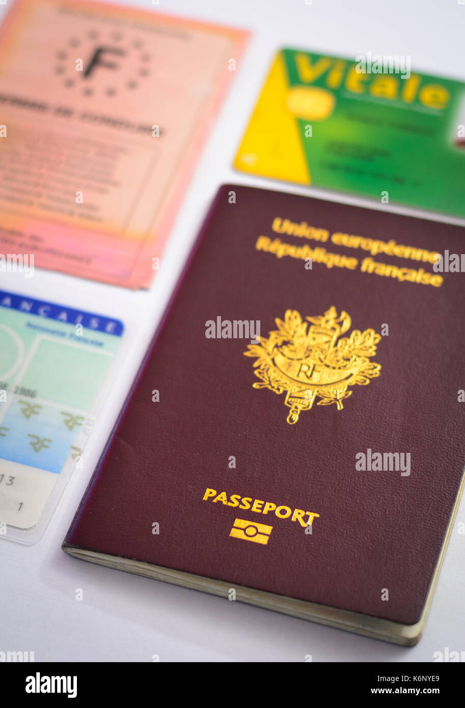 Passport and others identity paper and cards Stock Photo - Alamy