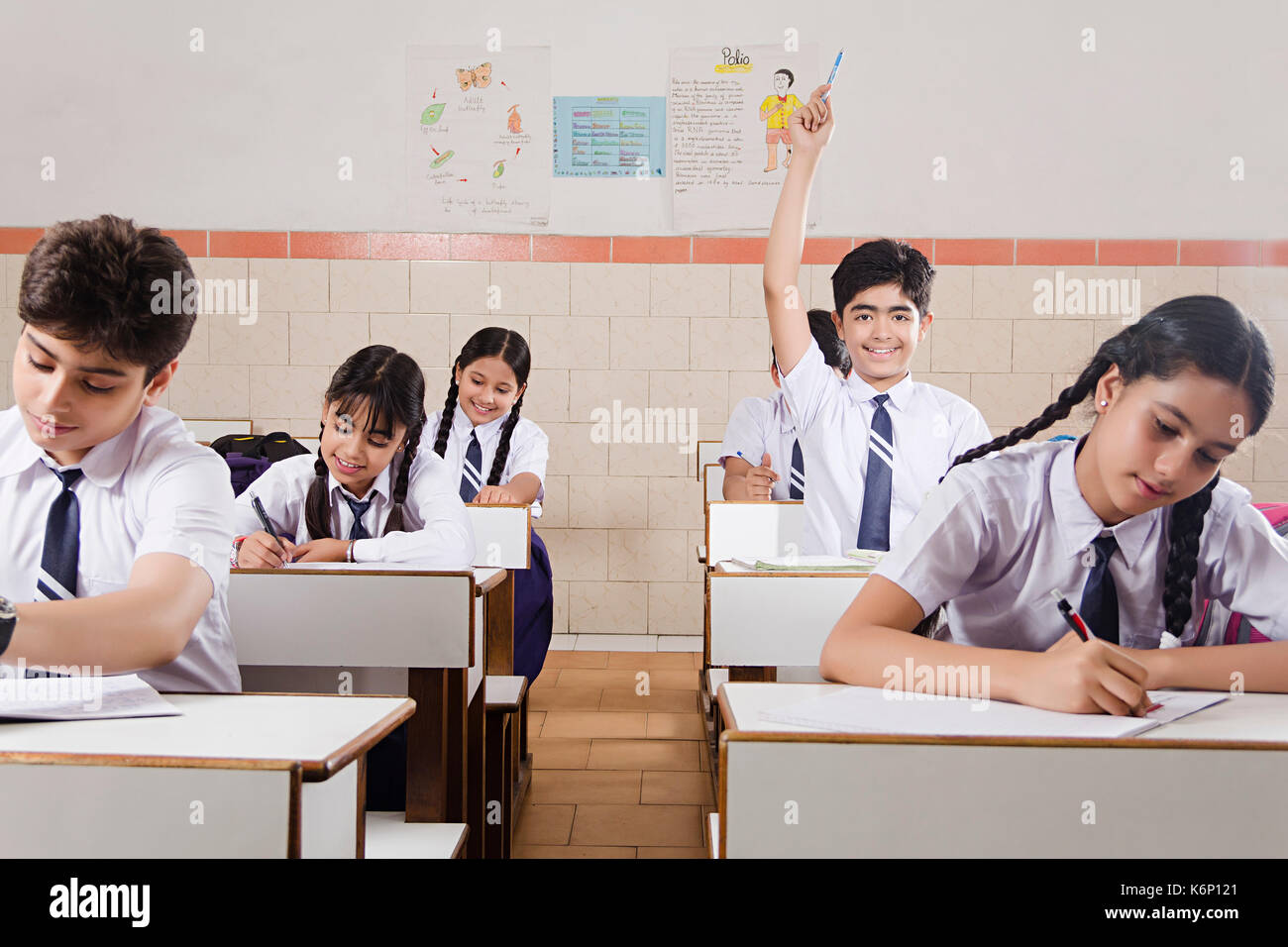 Indian Group High School Boys And Girls Students Book Writing Education ...