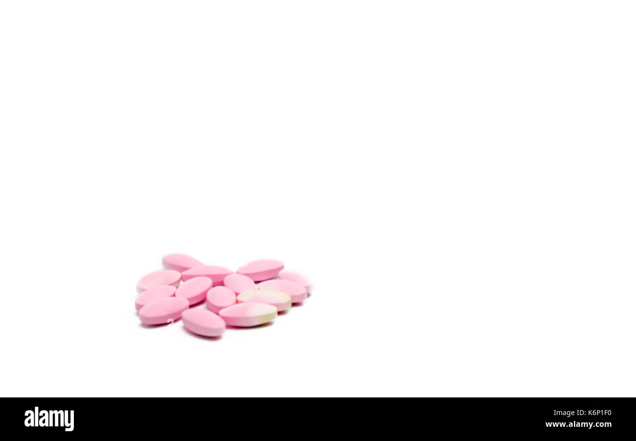 Blur expired calcium tablet pills with color change isolated on white ...