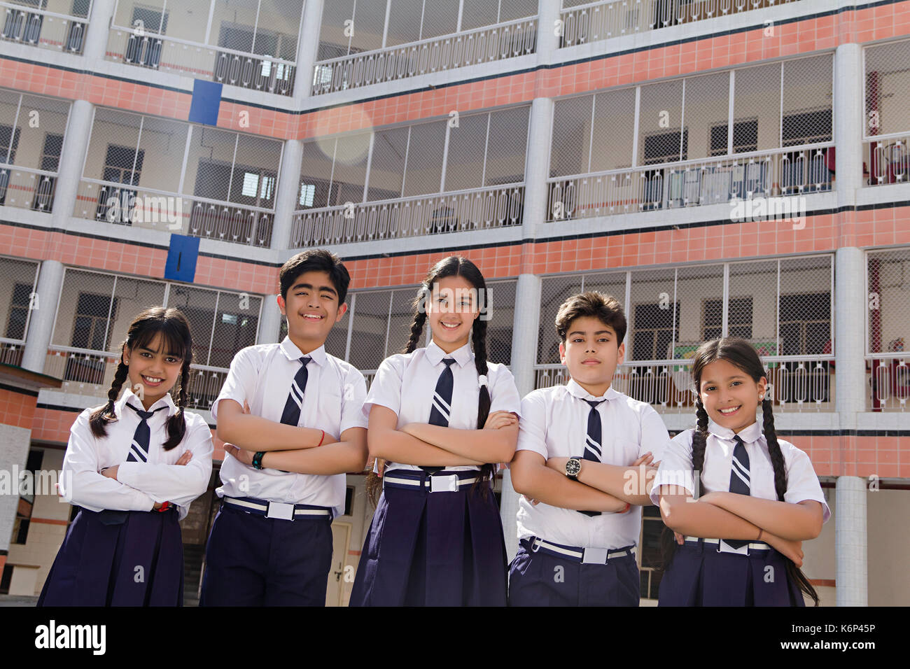 Determination Group Indian School Young Students Arm Crossed Standing ...