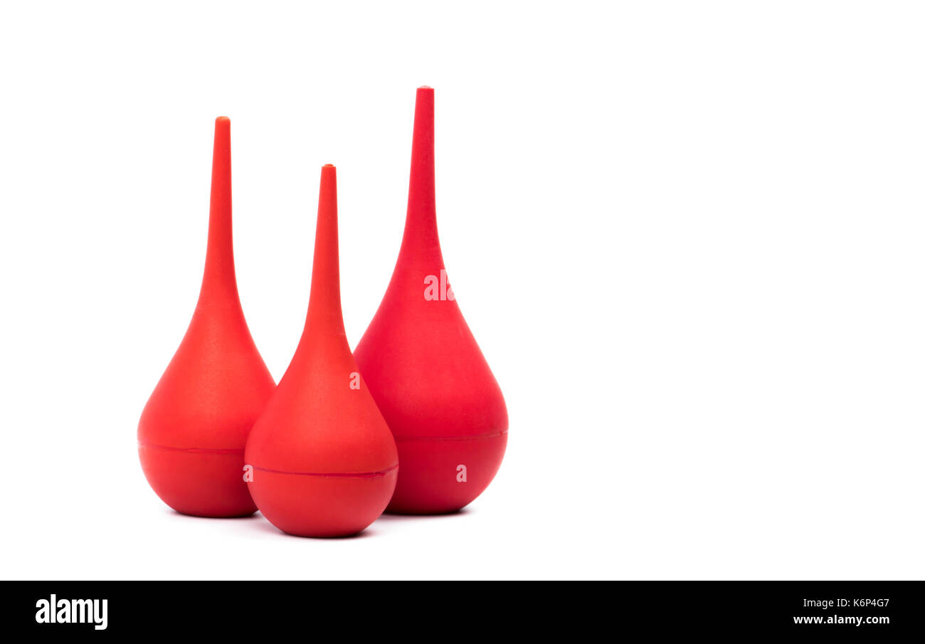 Small, medium and big size of red syringe ball isolated on white ...