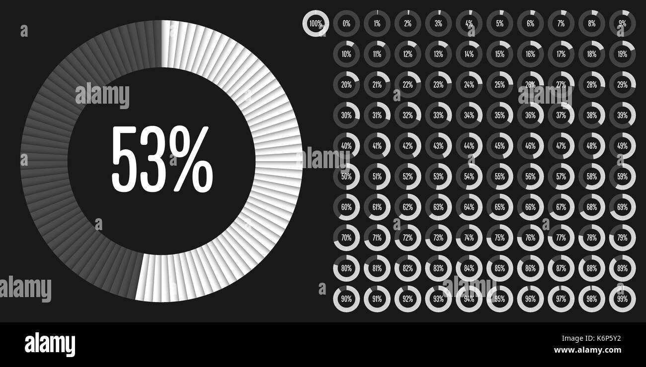 Set of circle percentage diagrams from 0 to 100 ready-to-use for web ...