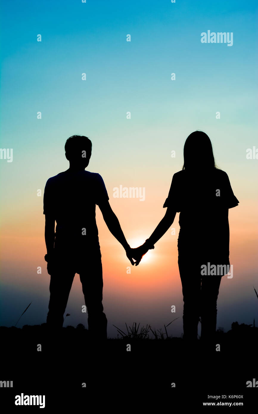 Lovers Holding Hands Silhouette
