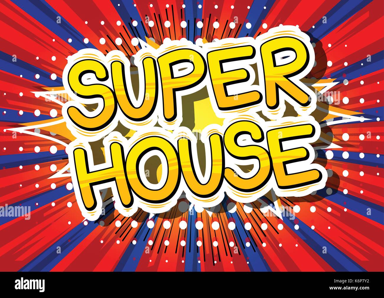 Super House - Comic book word on abstract background Stock Vector Image ...