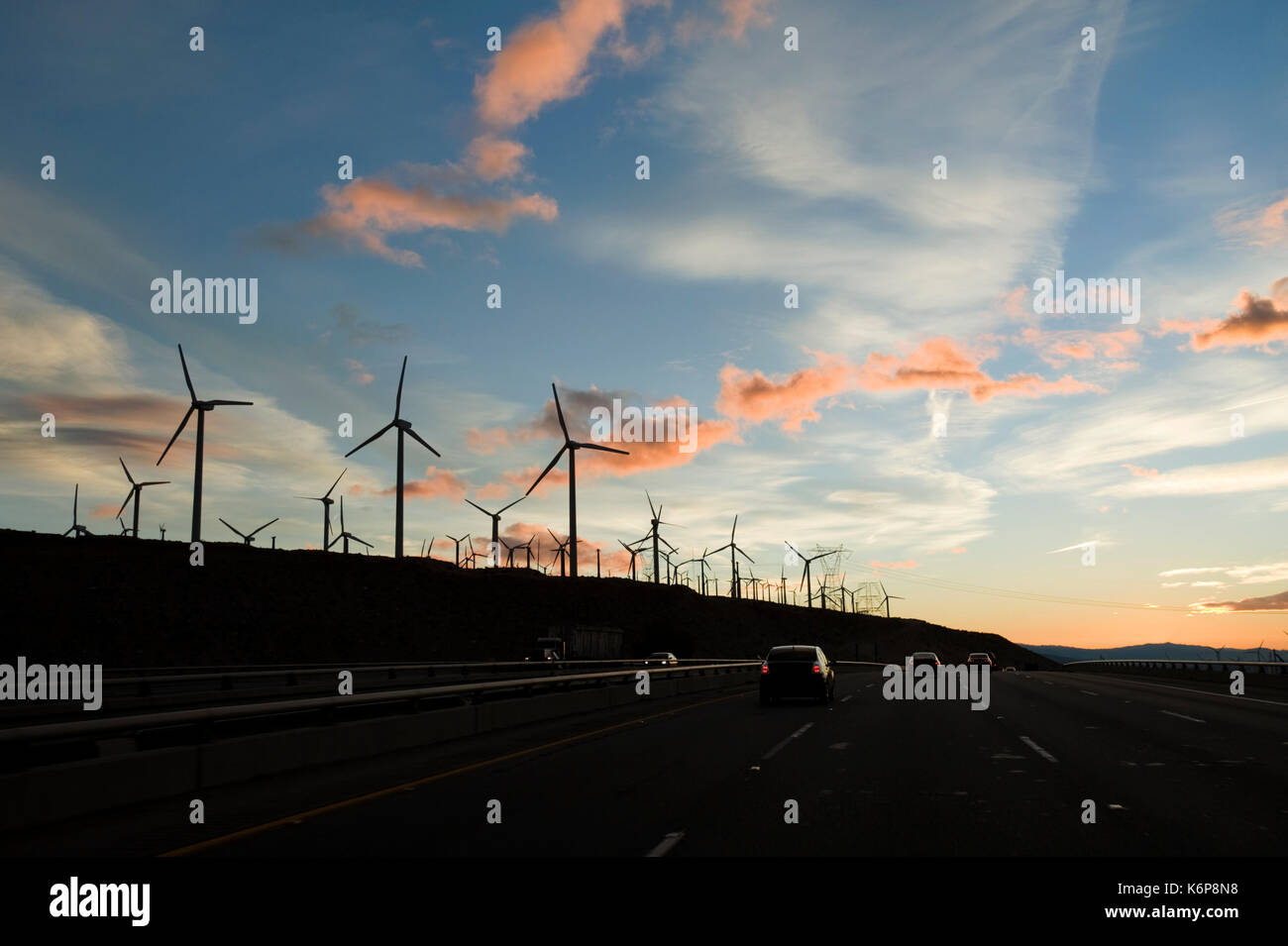 sunrise and wind turbines Stock Photo - Alamy