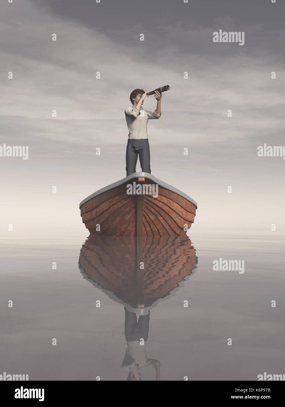 Man looking through telescope sea hi-res stock photography and images ...