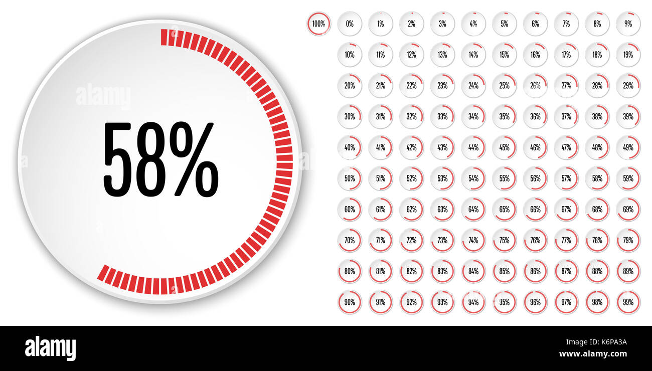 Set of circle percentage diagrams from 0 to 100 ready-to-use for web ...