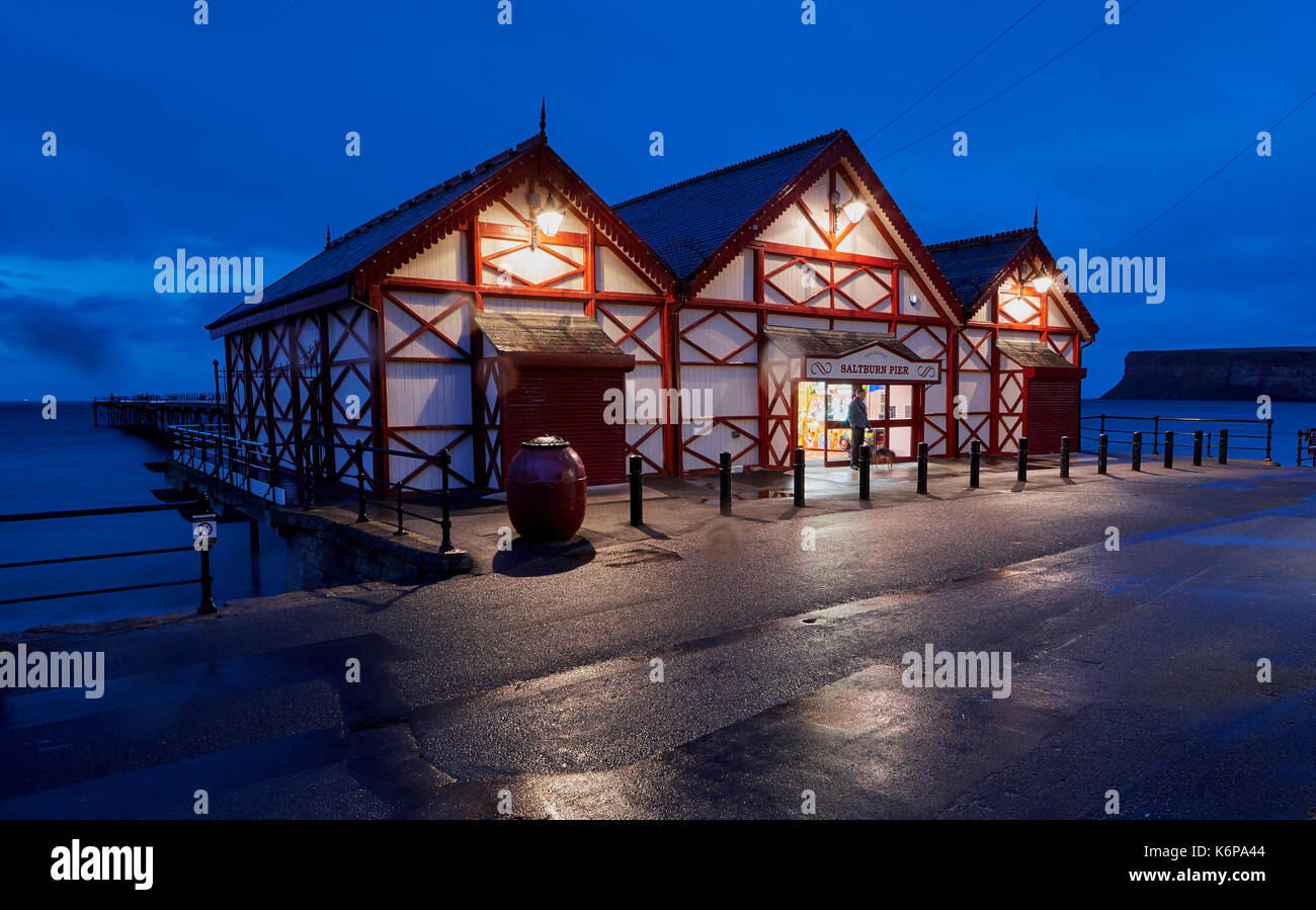 Saltburn Victorian pier by night. All rights reserved Stock Photo - Alamy