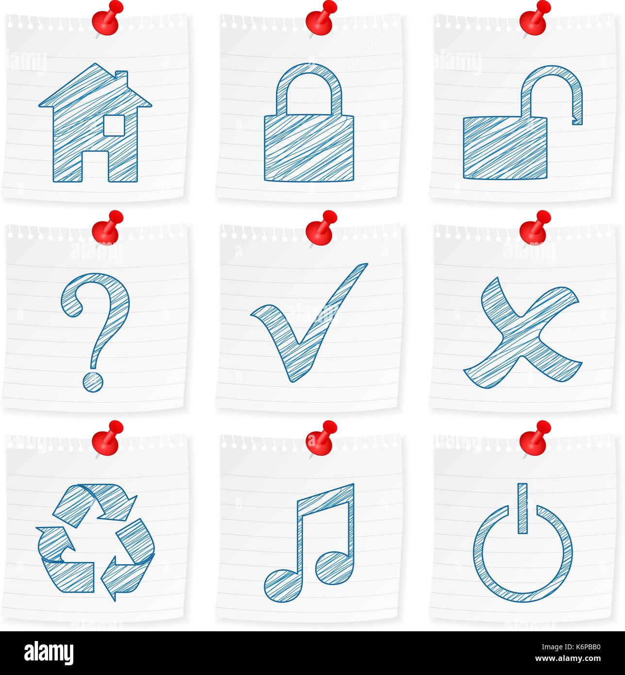 Paper note and drawing symbol on a white background. Vector ...