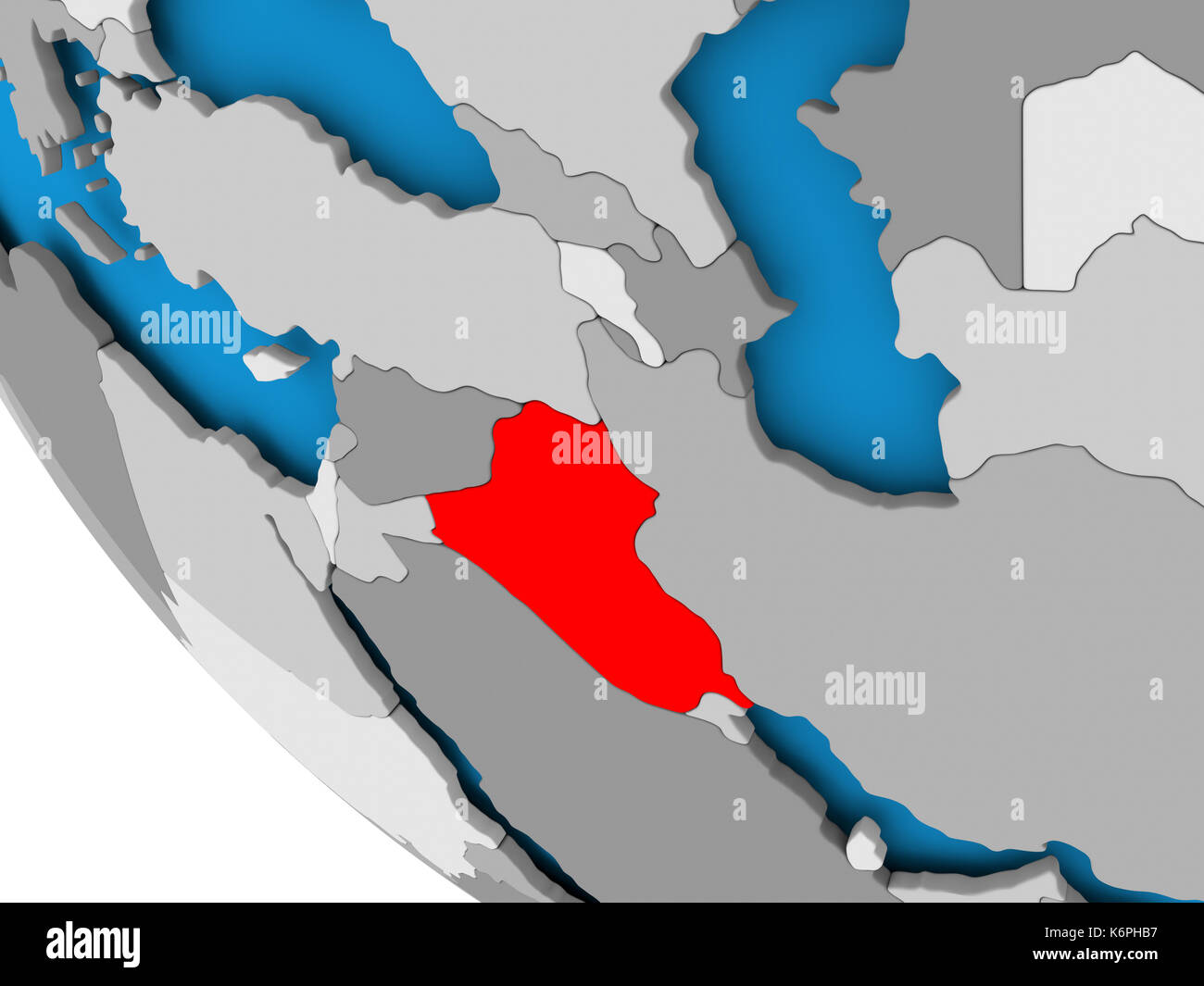 Map of Iraq in red on political globe. 3D illustration Stock Photo - Alamy
