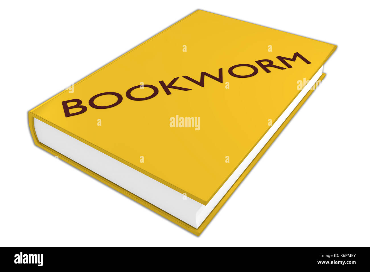 3D illustration of "BOOKWORM" script on a book, isolated on white Stock ...