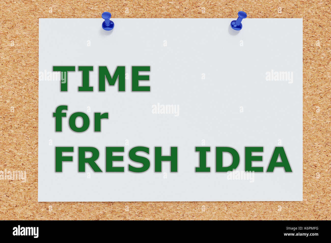 3D illustration of "TIME for FRESH IDEA" on cork board Stock Photo - Alamy
