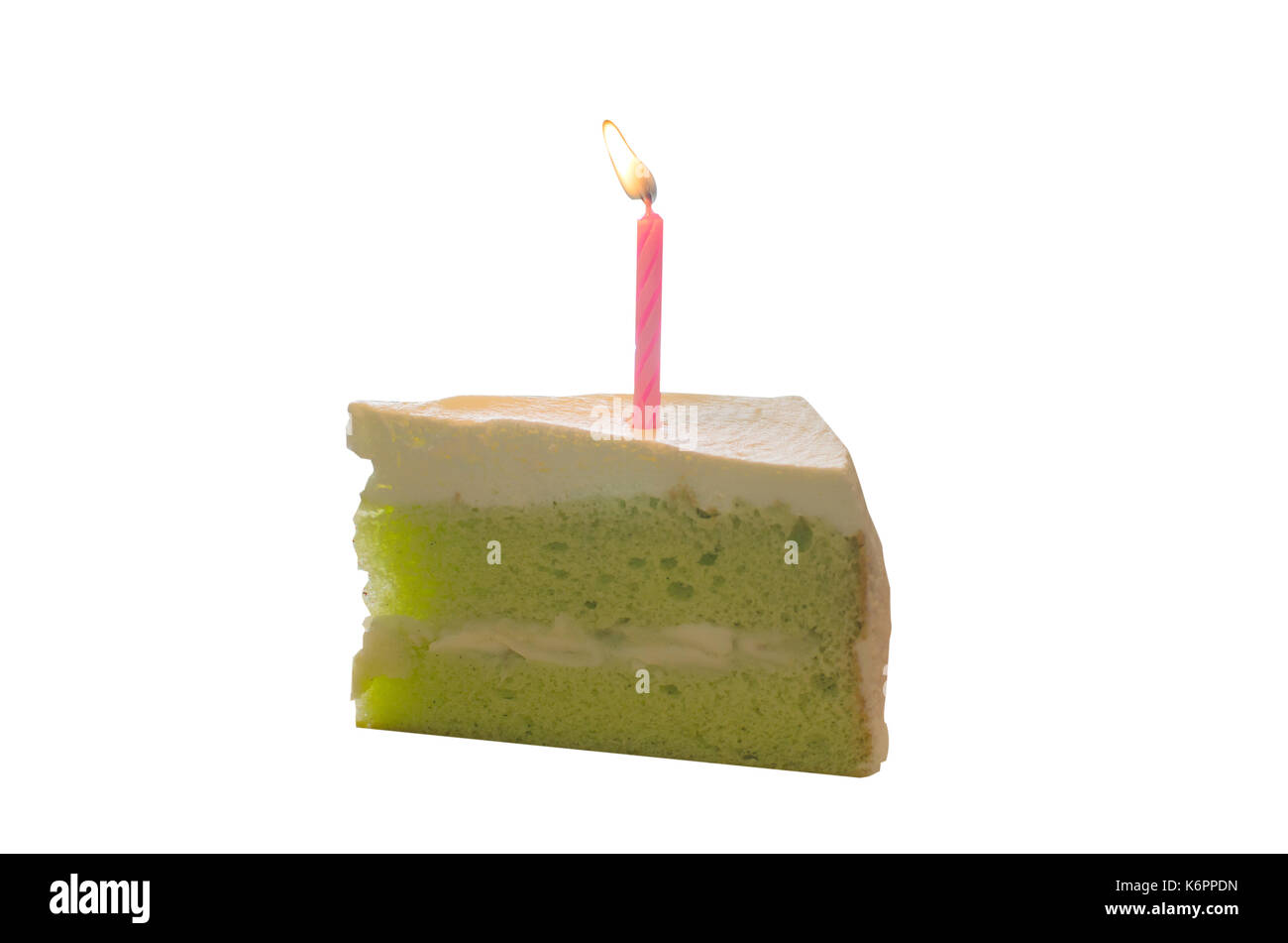 Cake pandan coconut and birthday candle on a white background Stock ...