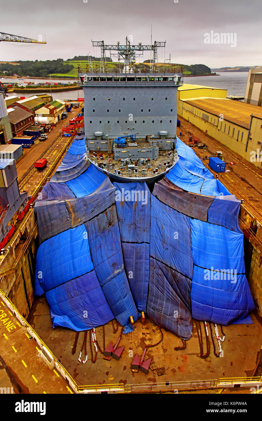 Falmouth Cornwall Pendennis Shipyard A&P Appledore with RFA in drydock ...