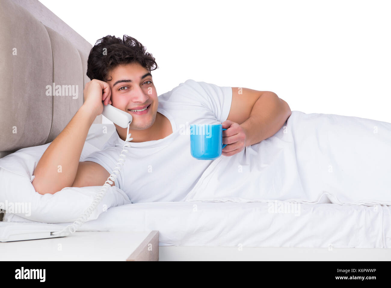 Man in bed suffering from insomnia Stock Photo - Alamy