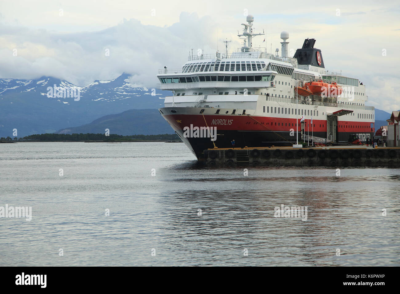 Hurtigruten coastal express ferry ship at Molde, Romsdal county, Norway ...