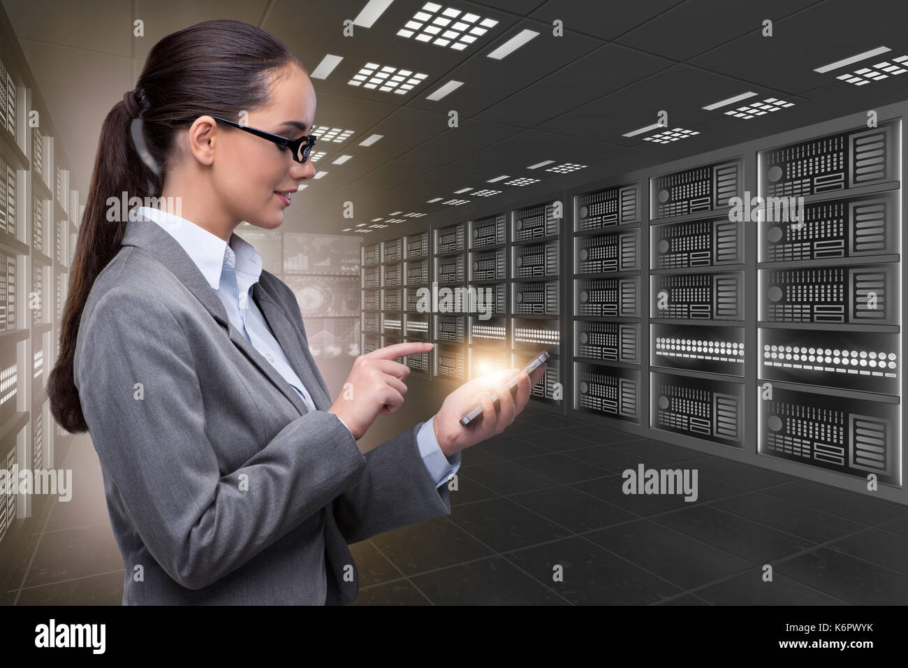 Concept of big data management with businesswoman Stock Photo - Alamy