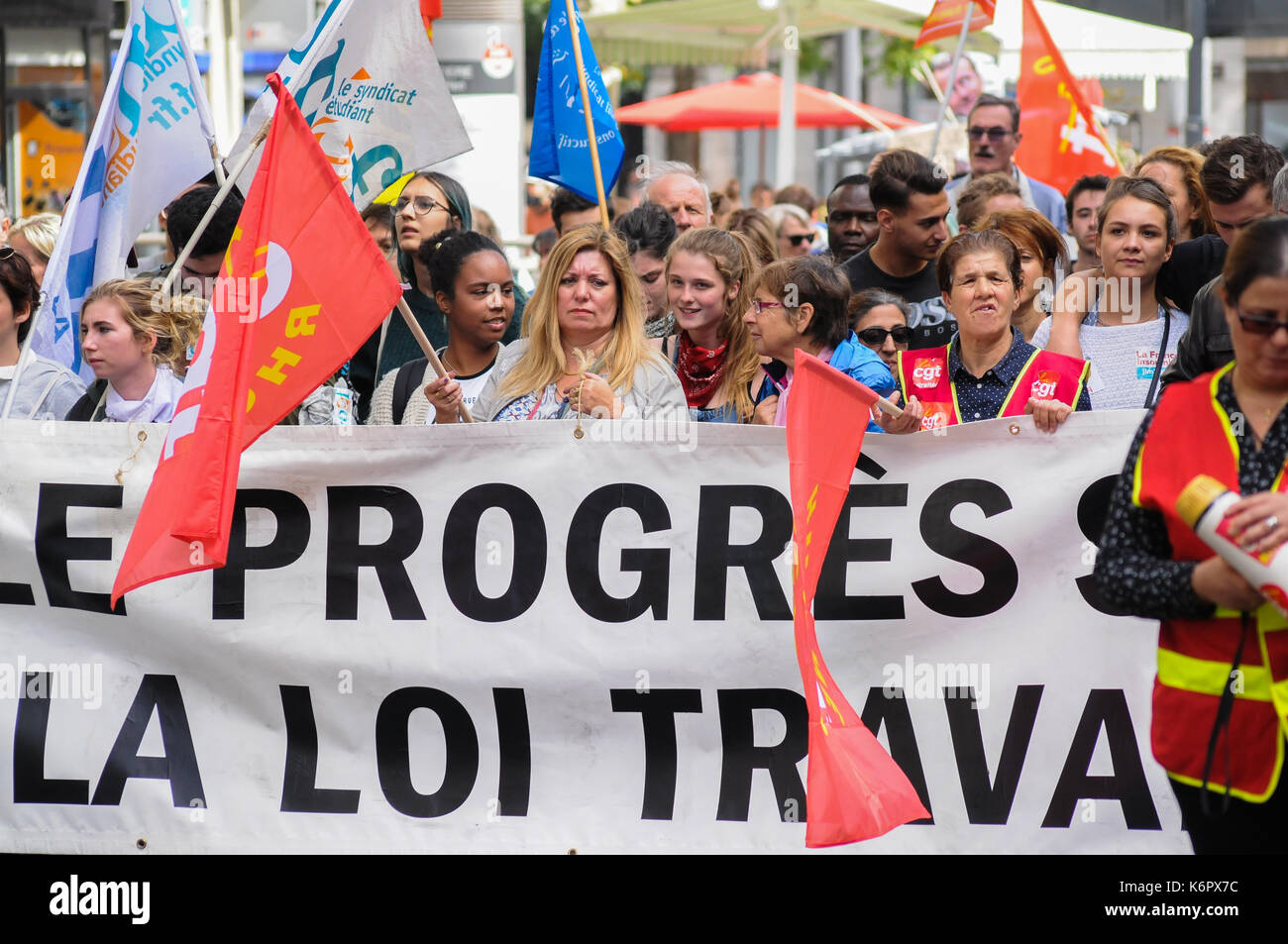 Thousands take part in anti Labor Law protest in Lyon, France Stock ...