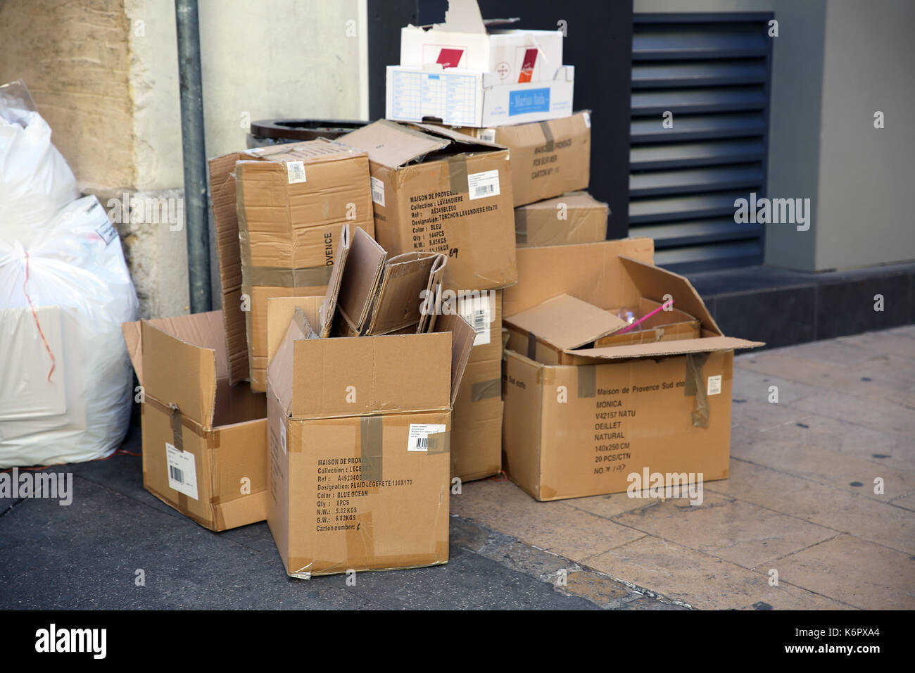 Aix-En-Provence, France - June 21, 2016: Empty Trash Cardboard Boxes in ...