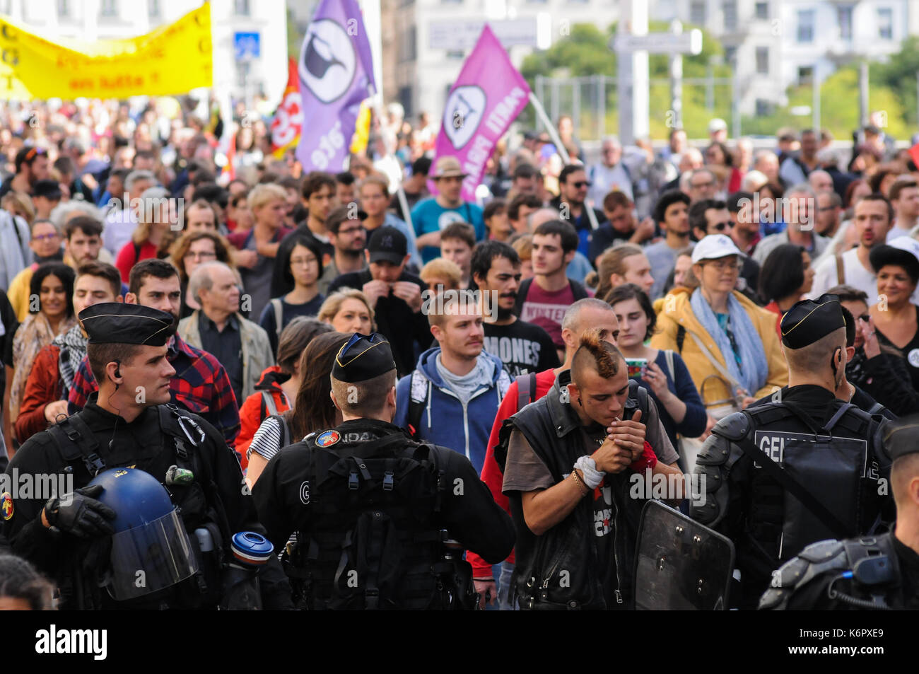 Thousands take part in anti Labor Law protest in Lyon, France Stock ...