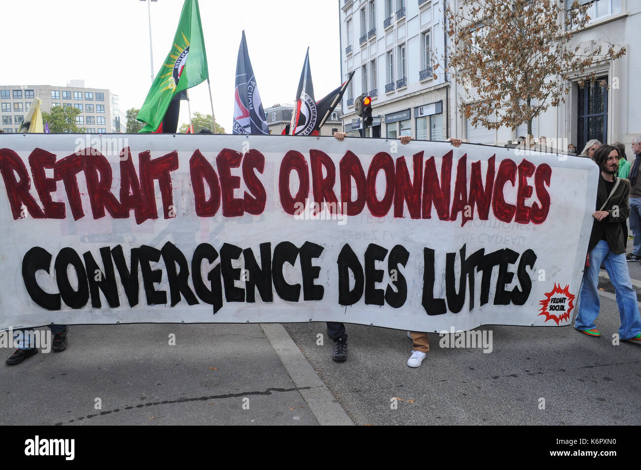 Thousands take part in anti Labor Law protest in Lyon, France Stock ...