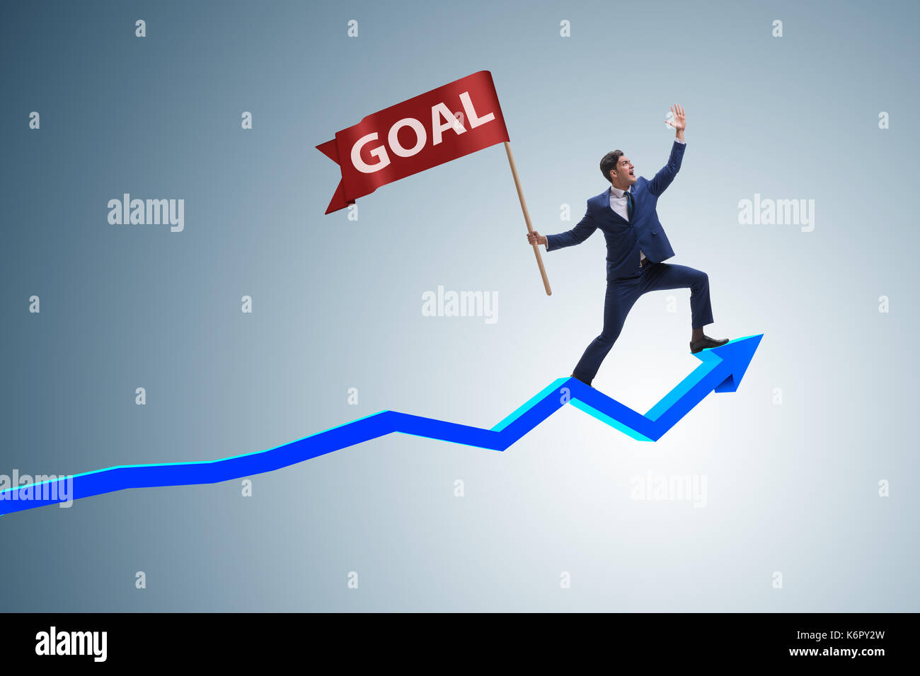 Businessman achieving his business goals and targets Stock Photo - Alamy