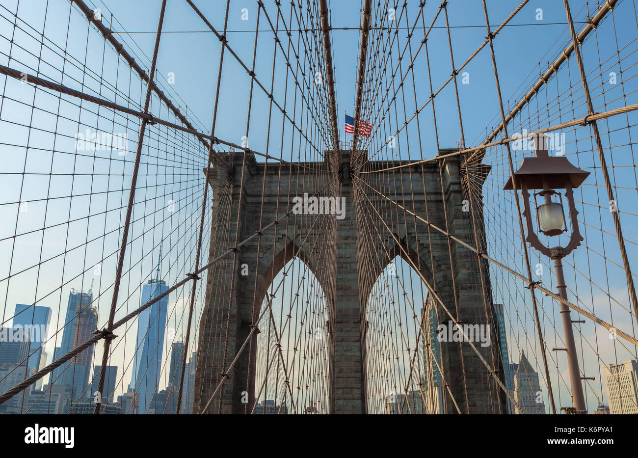 The architectural structure of the Brooklyn Bridge, New York City, New ...