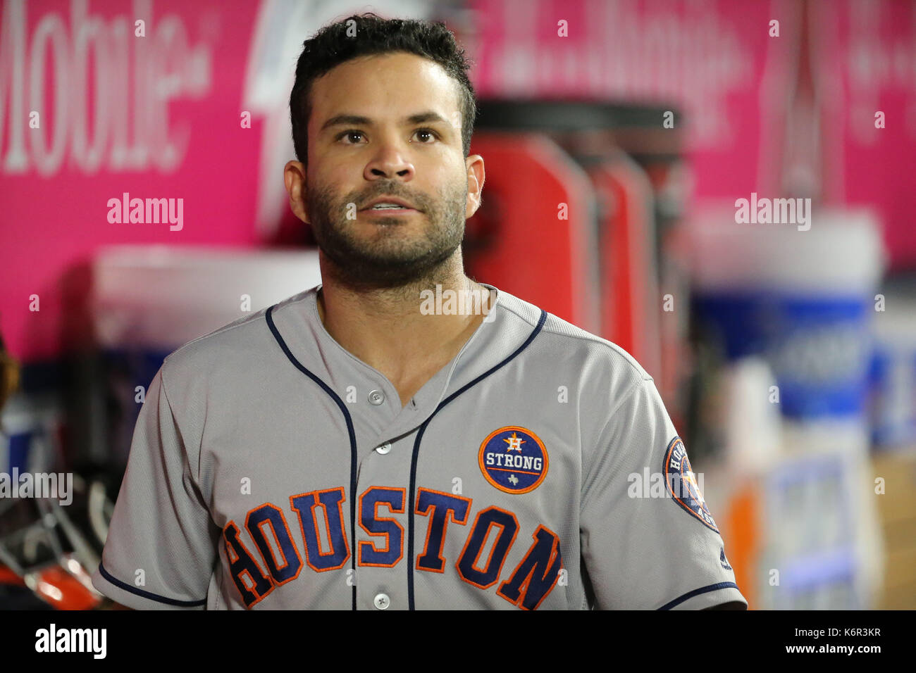 September 12, 2017: Houston Astros second baseman Jose Altuve (27) eyes ...