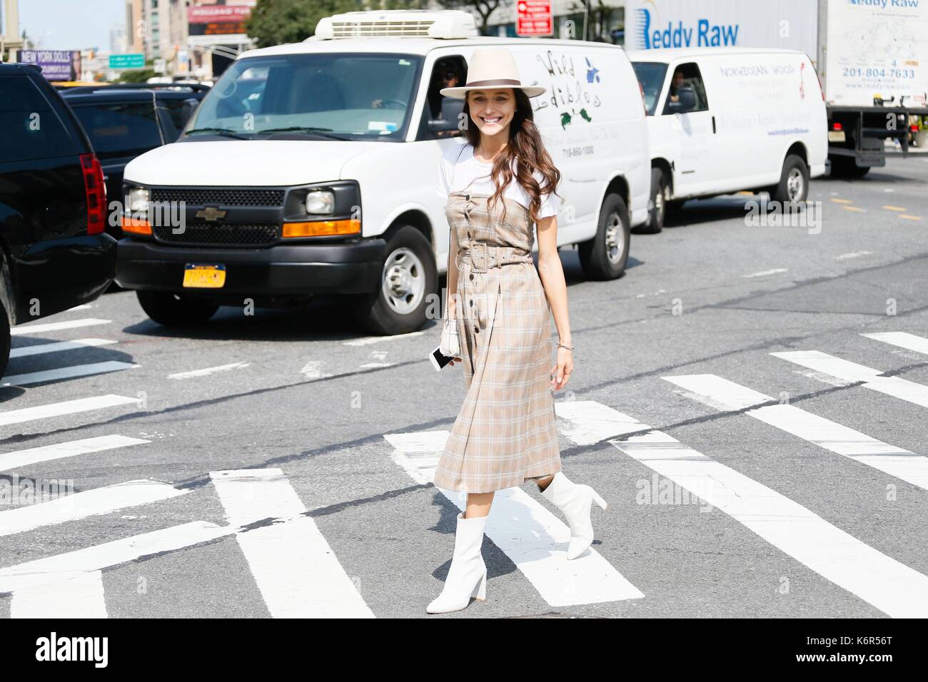 Mary Leest posing outside of the Zimmermann runway show during New York ...