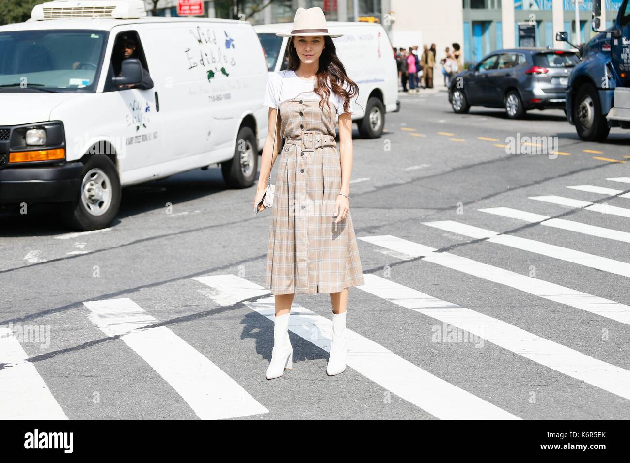 Mary Leest posing outside of the Zimmermann runway show during New York ...