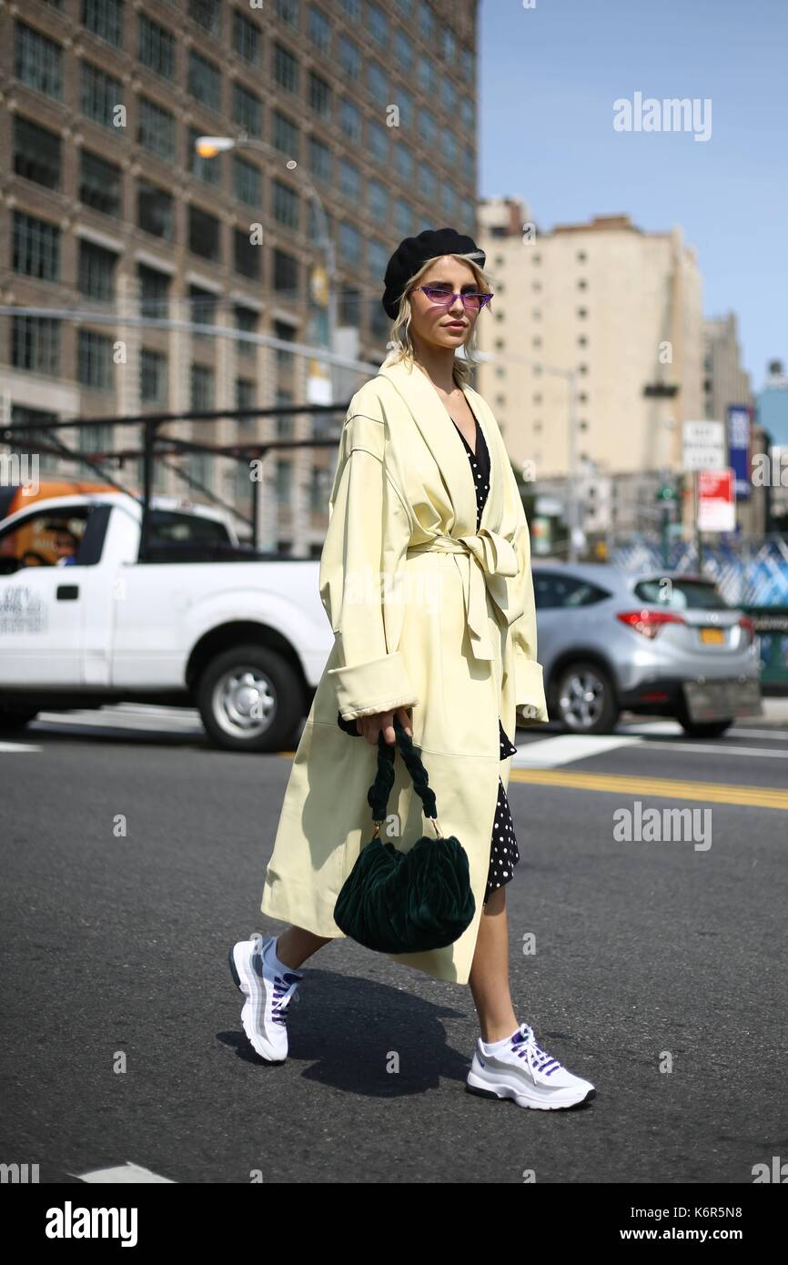 New York City, USA. 11th Sep, 2017. Blogger Caroline Daur posing outside of the Zimmermann ...
