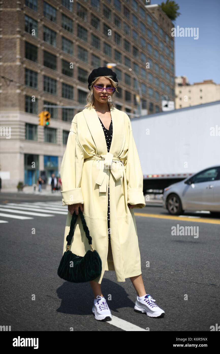 New York City, USA. 11th Sep, 2017. Blogger Caroline Daur posing outside of the Zimmermann ...