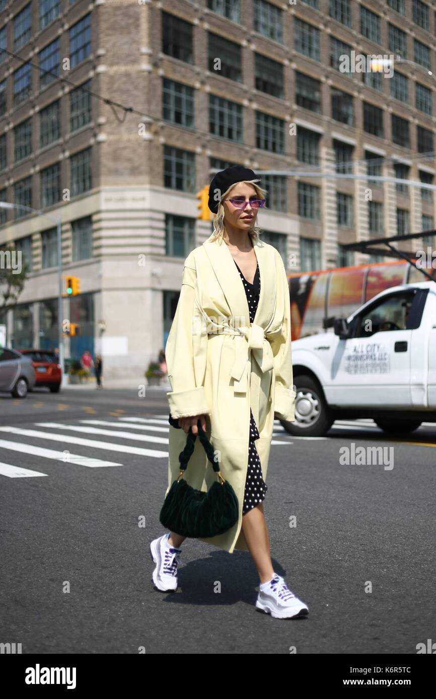 New York City, USA. 11th Sep, 2017. Blogger Caroline Daur posing outside of the Zimmermann ...