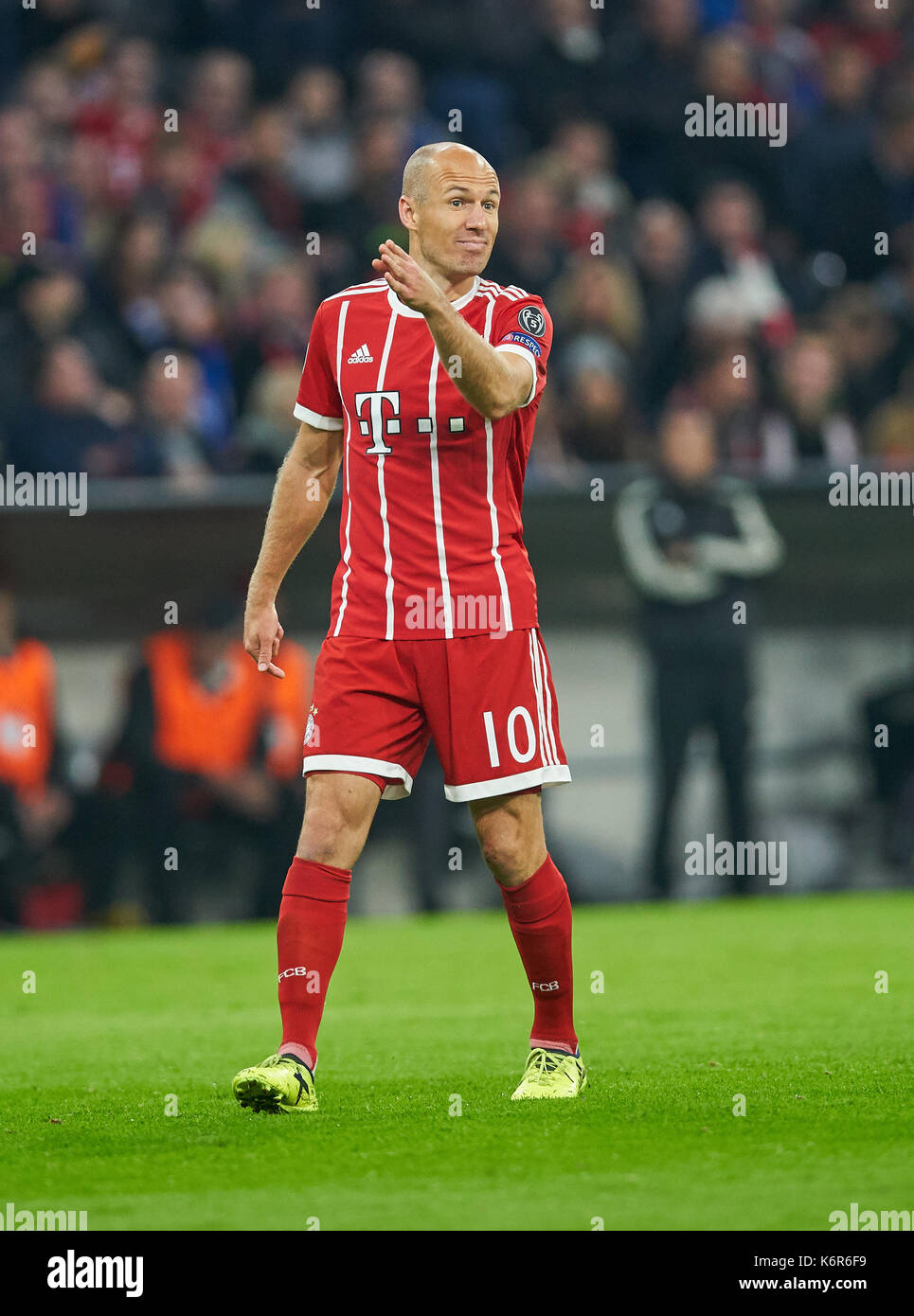 Munich, Germany. 12th Sep, 2017. Arjen ROBBEN, FCB 10 angry with Franck ...