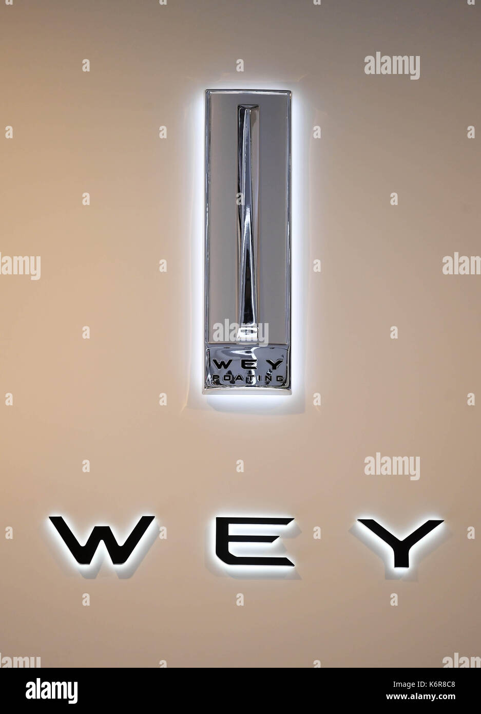 A logo of the Chinese automobile manufacturer Wey is pictured at the ...