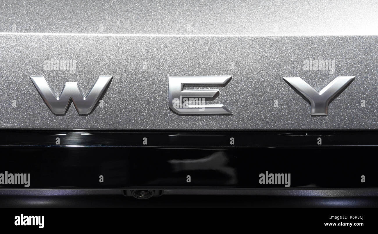A logo of the Chinese automobile manufacturer Wey is pictured at the ...