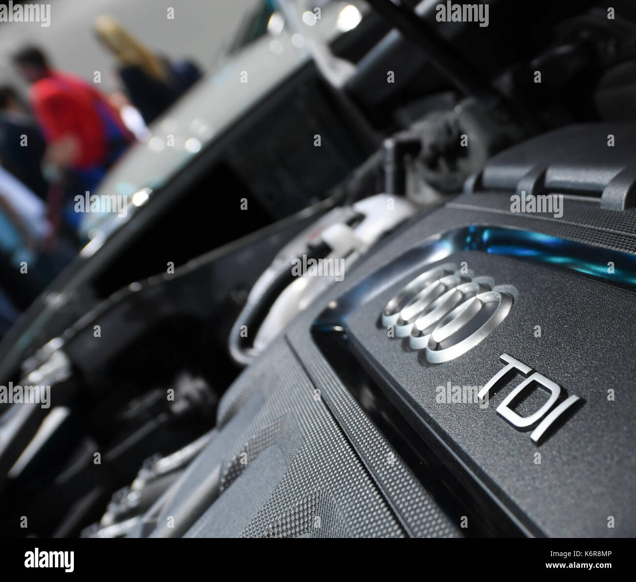 The lettering 'TDI' can be read on an engine block of a Q2 with diesel ...