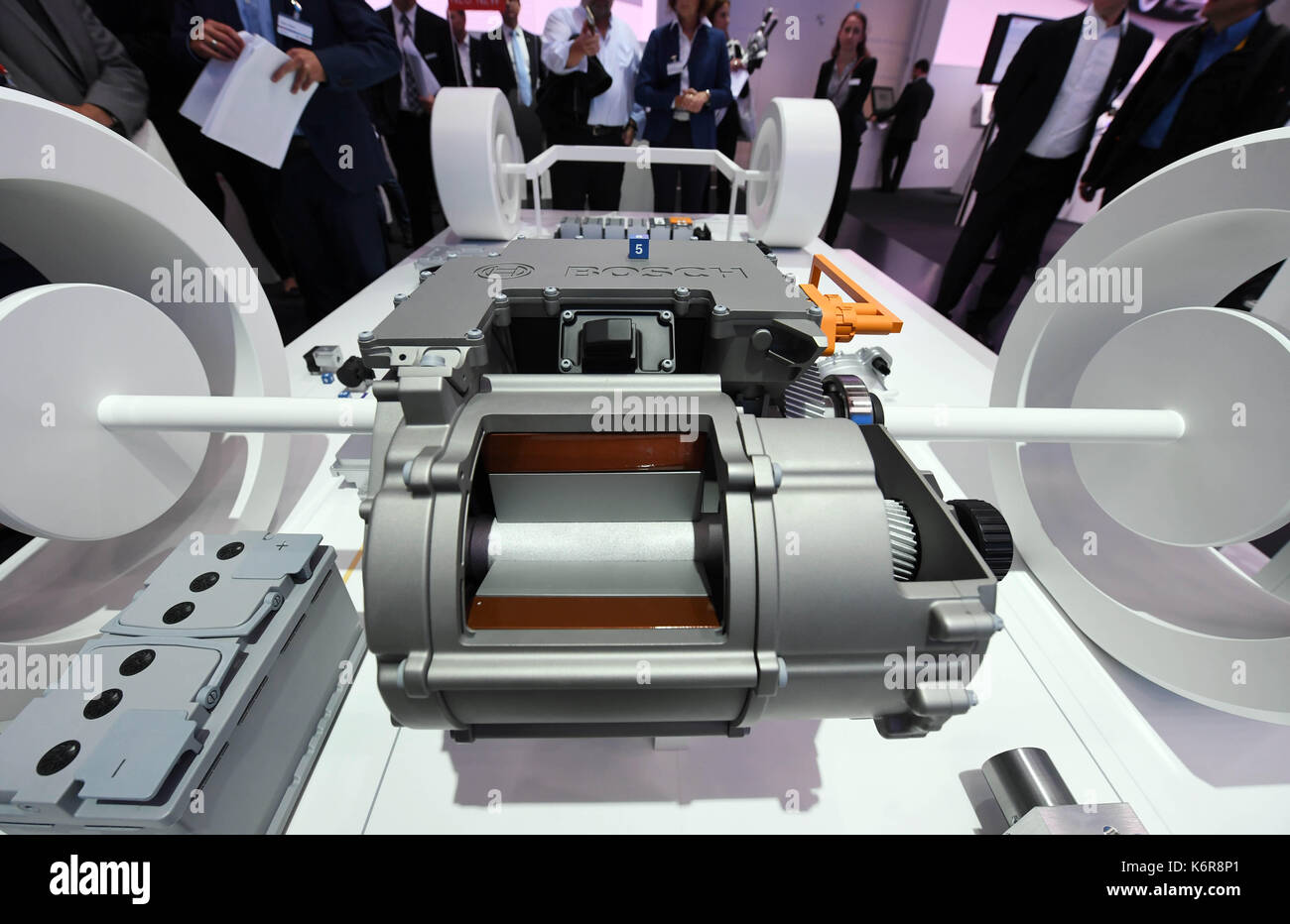 A drive system for electric vehicles is on display at the Bosch stand ...