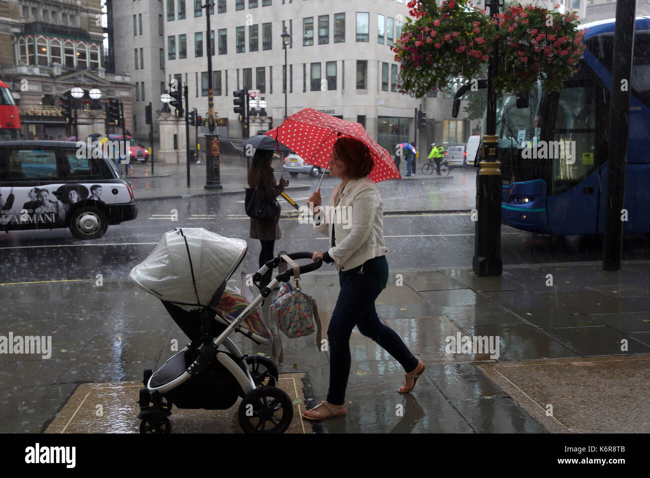 London, UK. 13th Sep, 2017. Torrential downpours in central London send ...