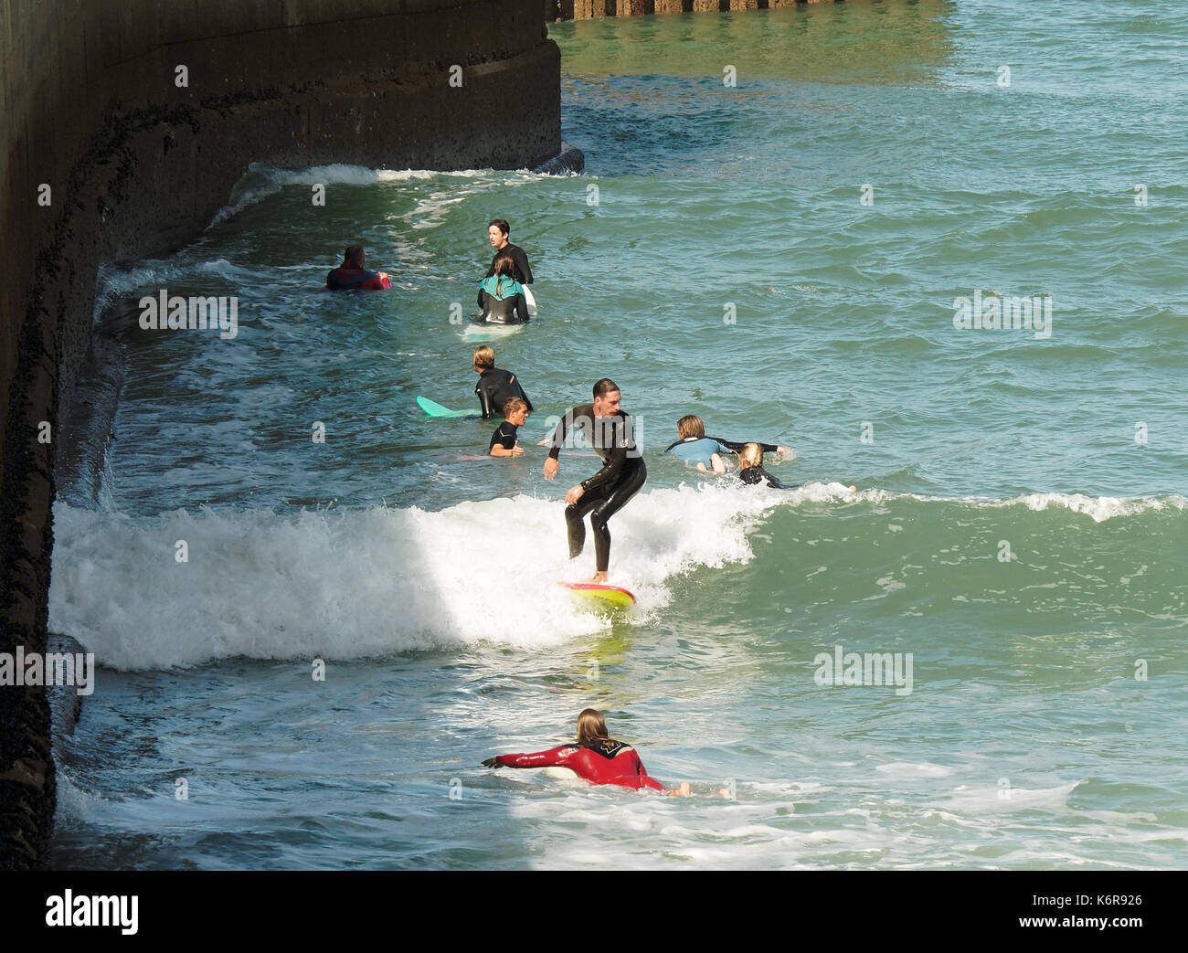 Wild wave surfing Stock Photo - Alamy