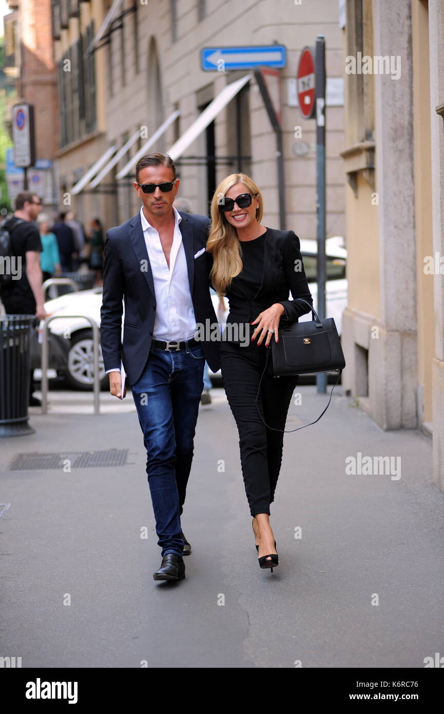 Milan, Federica Panicucci and Marco Bacini lunch and shopping with ...