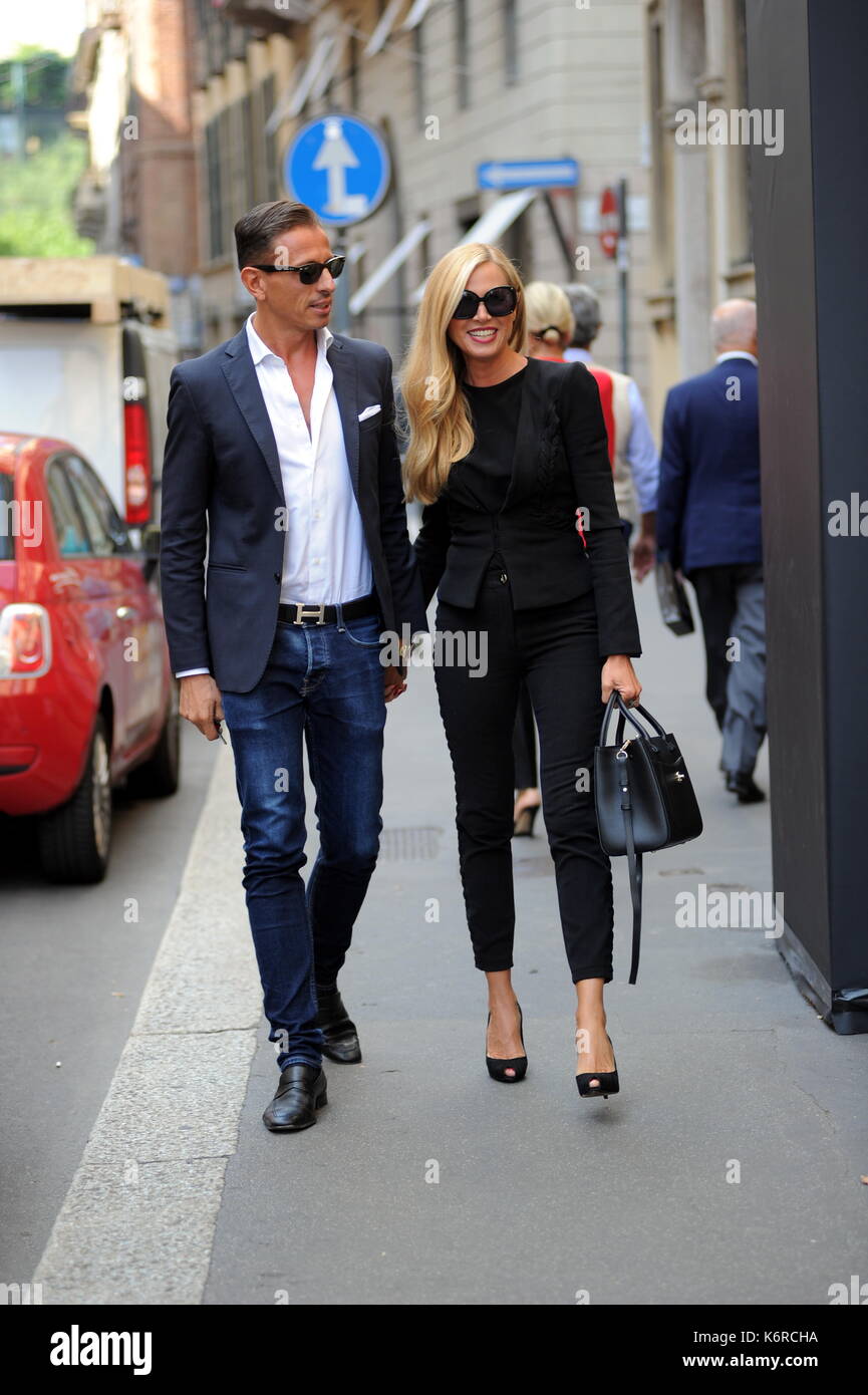 Milan, Federica Panicucci and Marco Bacini lunch and shopping with ...