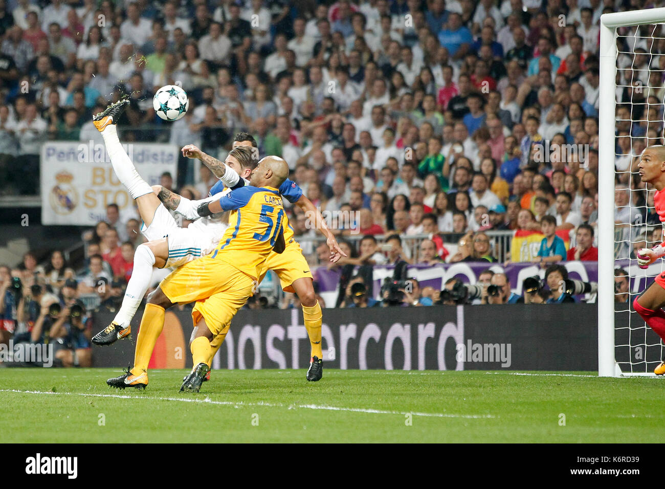 Sergio Ramos of Real Madrid scored the third goal for Real Madrid ...