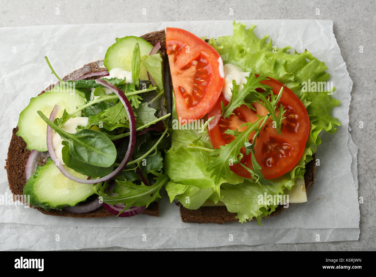 Vegetables sandwich on concrete, food Stock Photo - Alamy
