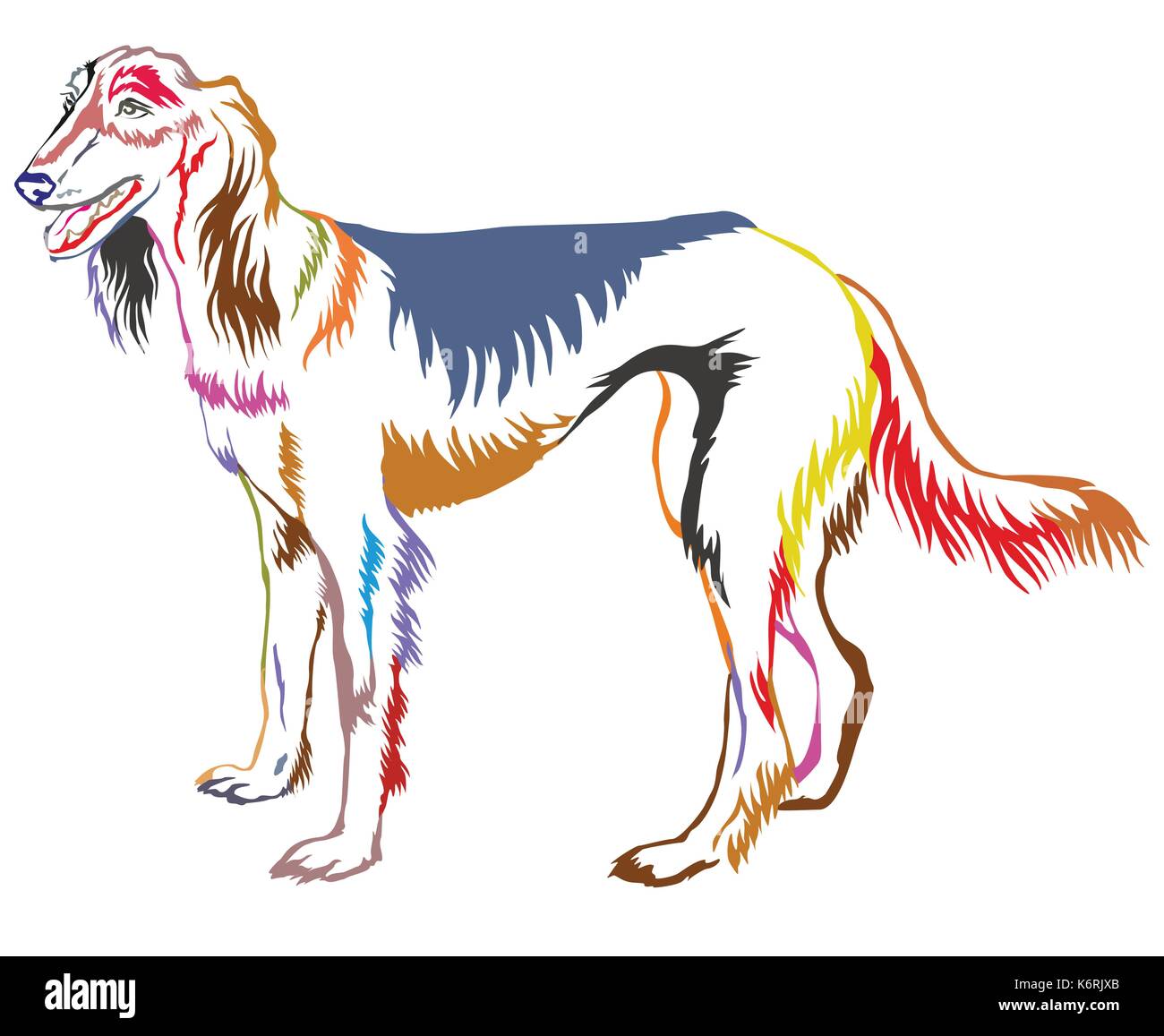 Sighthound dog standing in Stock Vector Images - Alamy