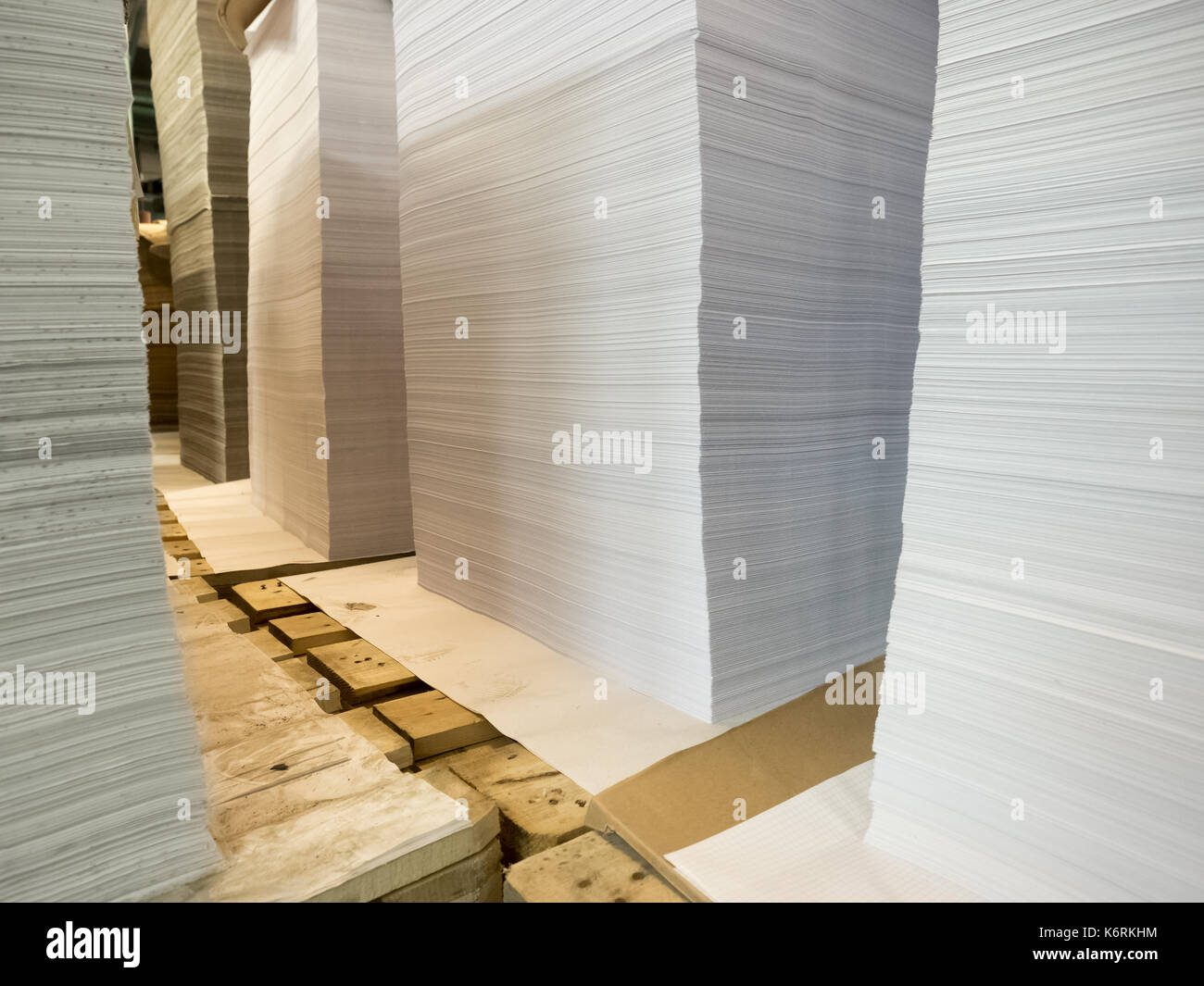Sheets of sliced lined paper for the production of notebooks Stock ...