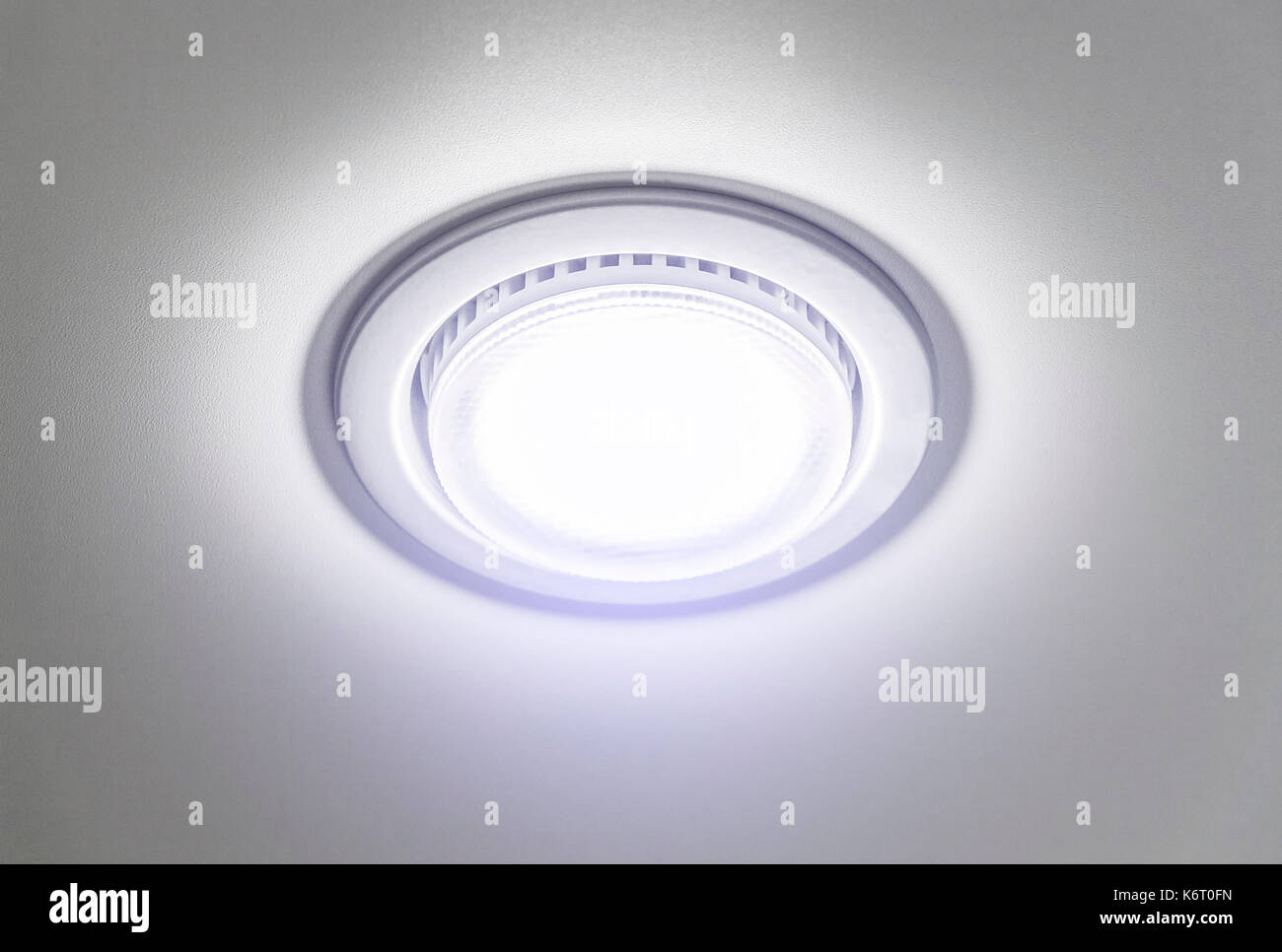 Ceiling recessed lamp close-up on a background of tension ceiling Stock ...