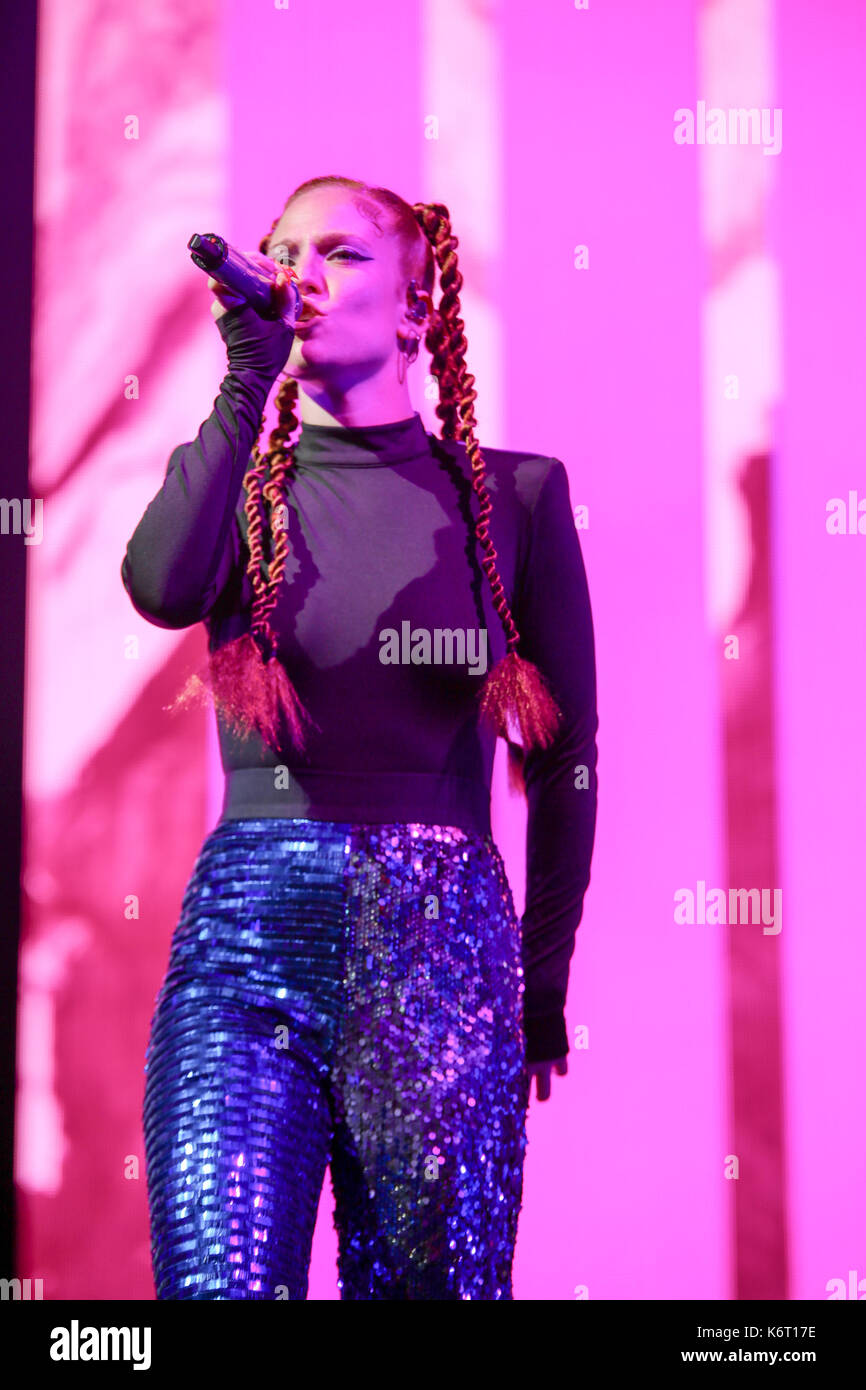 Jess Glynne performing live on stage during her open air concert in the ...